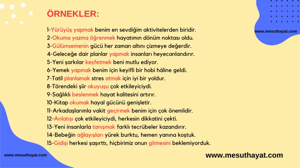 Fiilimsiler - Mesut Hayat Türkçe Dersi Kaynak Sitesi